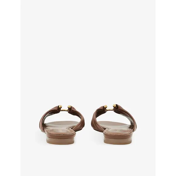 REISS Alana Leather Sandals With Gold-toned Embellishment