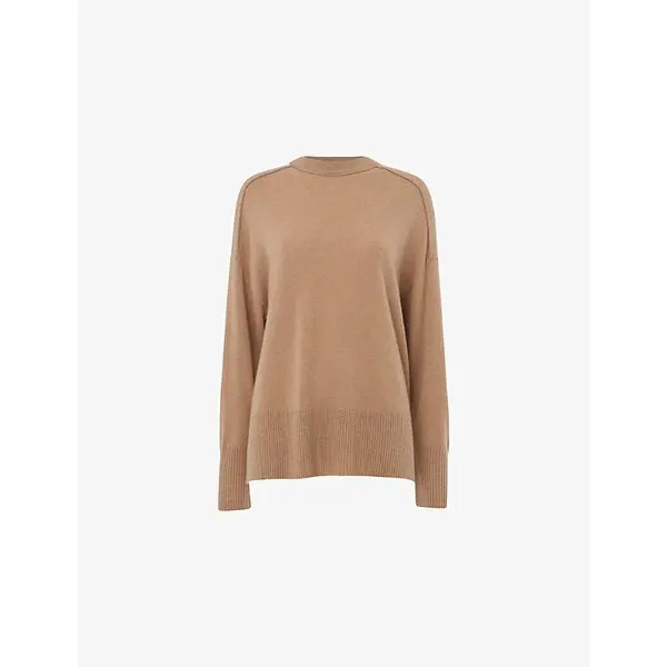Whistles Seam-detail Relaxed-fit Cashmere Jumper - Tan
