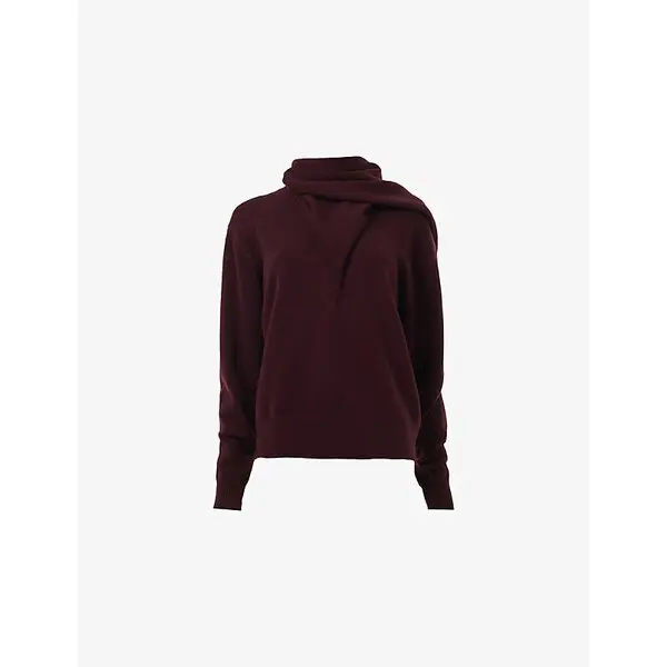 LEEM Knitted Jumper With Scarf Detail - Red