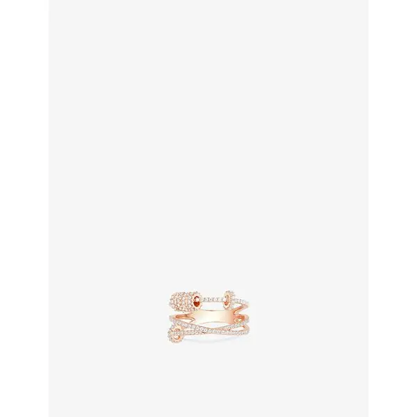 APM MONACO Triple Band Safety Pin Ring - Rose Gold