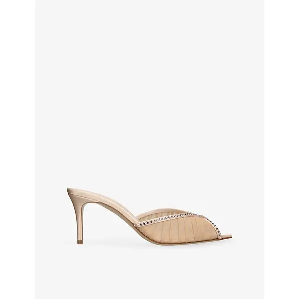 ANDREA WAZEN Katy 75 Mesh And Satin Mules - Blush