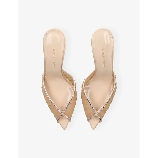 ANDREA WAZEN Katy 75 Mesh And Satin Mules