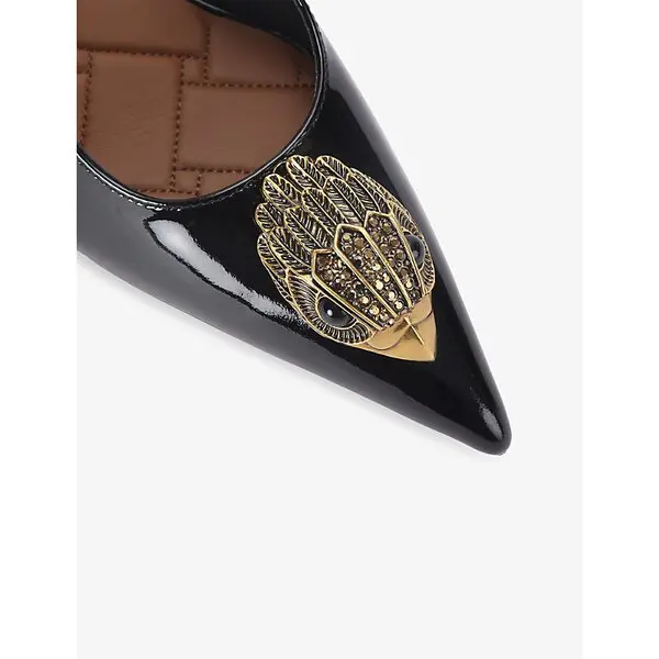 Kurt Geiger Belgravia Eagle Patent-leather Heeled Slingbacks