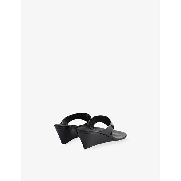 Prada Patent Leather Thong Wedge Sandals
