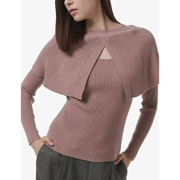 LEEM Ribbed Knit Jumper With Cape Detail