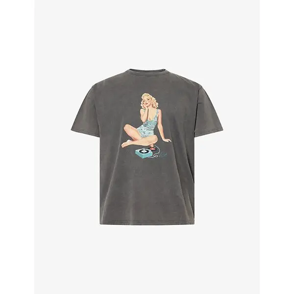 DUKE + DEXTER Pin Up Washed Cotton-jersey T-shirt