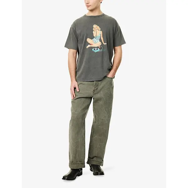 DUKE + DEXTER Pin Up Washed Cotton-jersey T-shirt