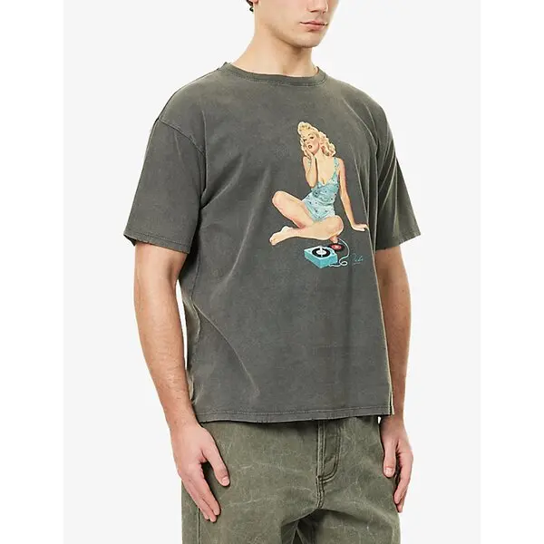 DUKE + DEXTER Pin Up Washed Cotton-jersey T-shirt