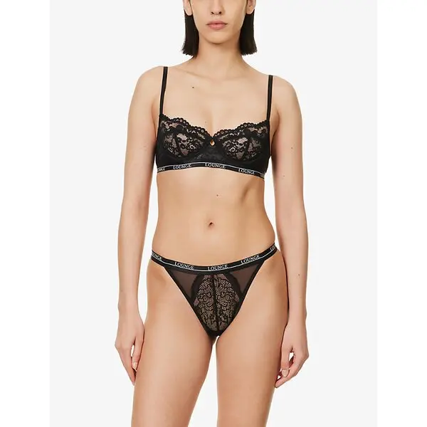 Lounge Blossom Stretch-lace Balconette Bra - Black