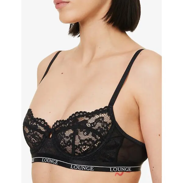 Lounge Blossom Stretch-lace Balconette Bra - Black