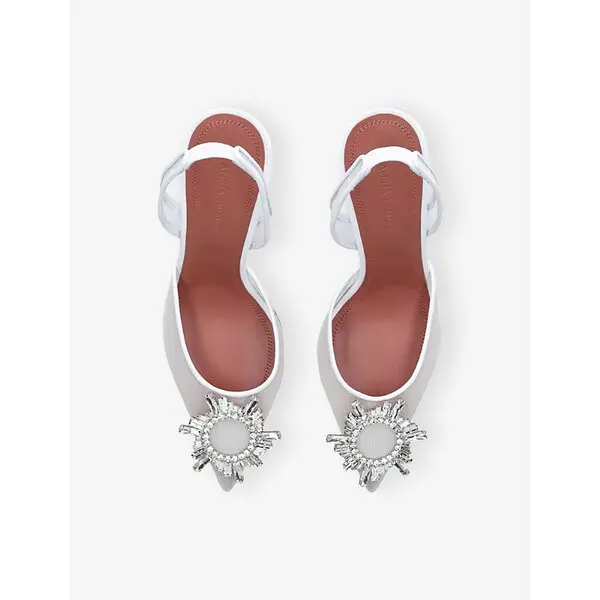 Amina Muaddi Begum 95 Mesh Slingbacks With Crystal Embellishment