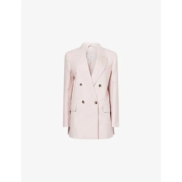 Max Mara Double-breasted Wool-silk Blend Blazer - Beige Pink