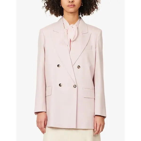 Max Mara Double-breasted Wool-silk Blend Blazer