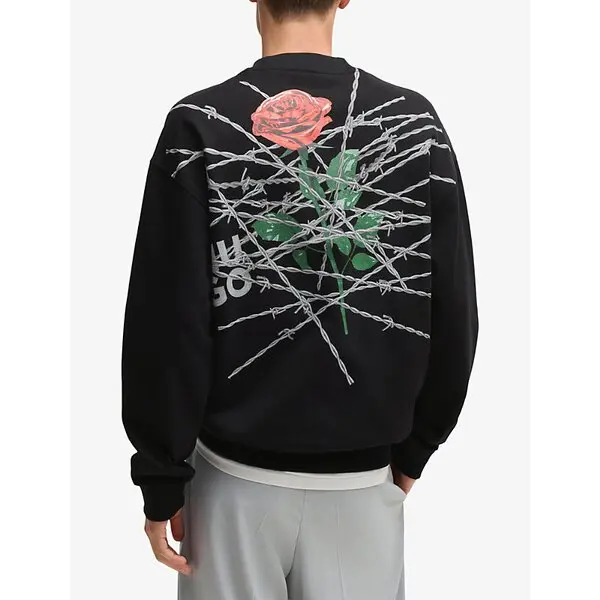 Hugo Branded-print Crewneck Cotton-jersey Sweatshirt