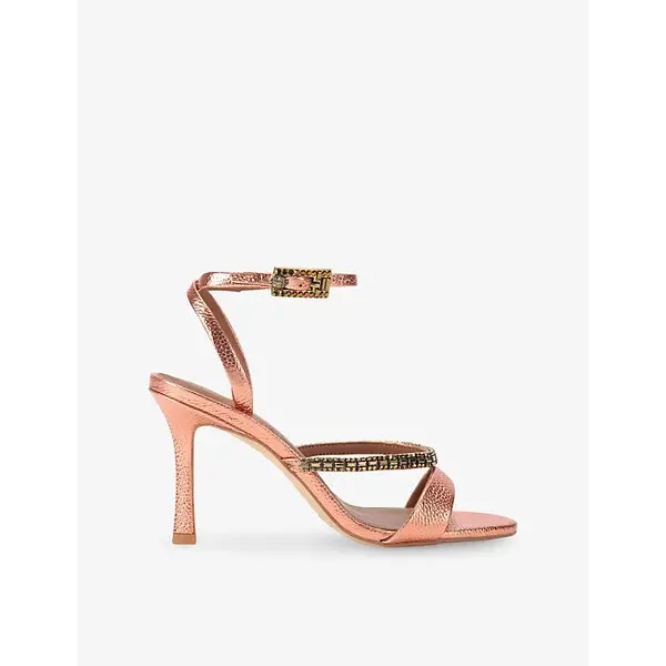 Kurt Geiger Embellished Leather Stiletto Sandals - Peach