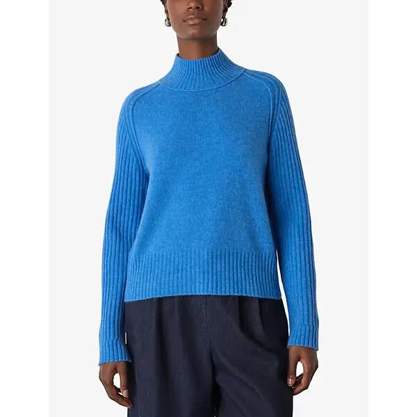 Whistles Ribbed Funnel-neck Wool Jumper