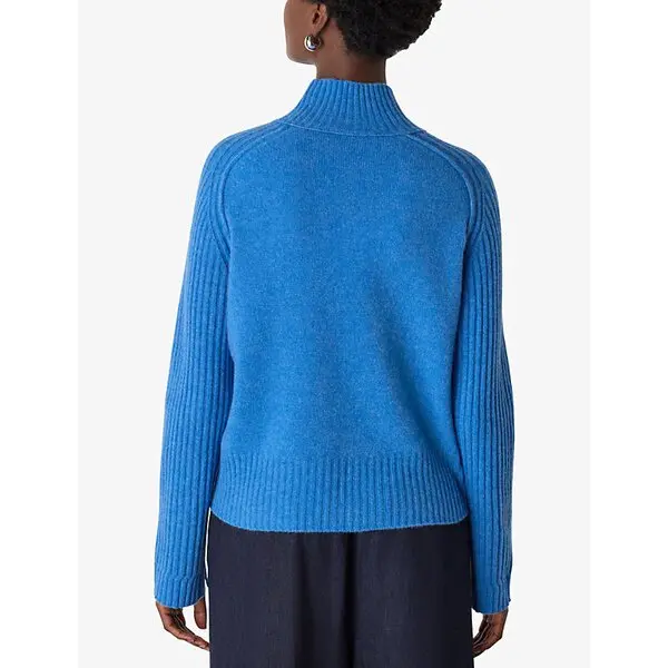 Whistles Ribbed Funnel-neck Wool Jumper