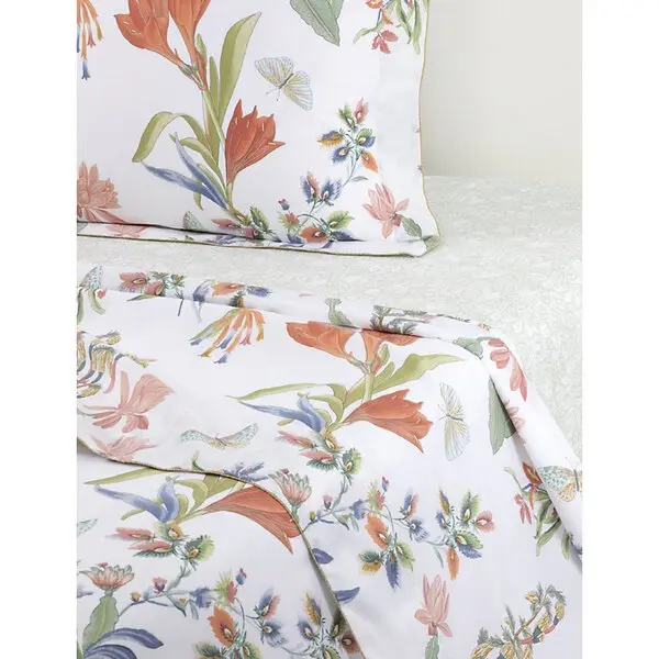 YVES DELORME Floral Cotton Flat Sheet