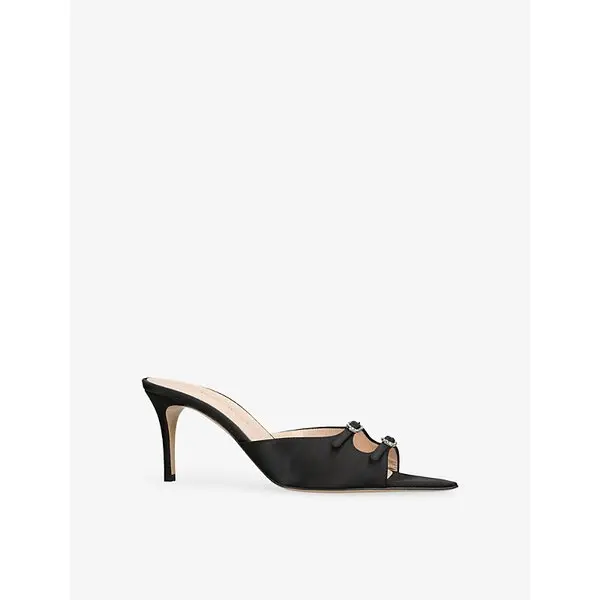 ANDREA WAZEN Carol 75 Satin Heeled Mules - Black