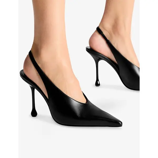 JIMMY CHOO Isa 95 Slingback Leather Heeled Courts - Black
