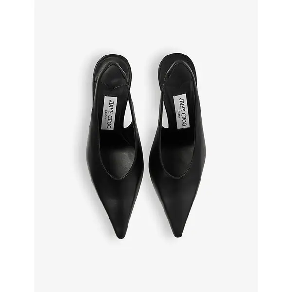 JIMMY CHOO Isa 95 Slingback Leather Heeled Courts - Black
