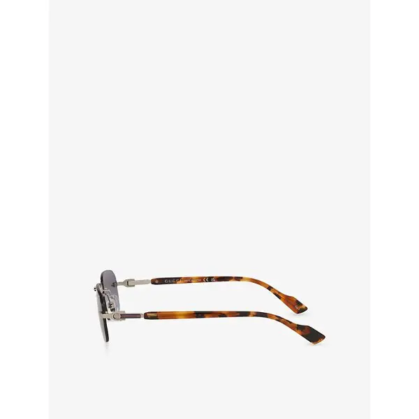 Gucci Rectangle-frame Metal Sunglasses - Silver