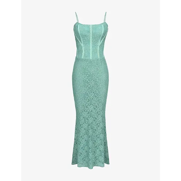 House Of Cb Antonina Corset Lace Maxi Dress - Jade