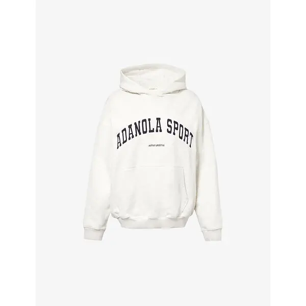 ADANOLA Oversized Embroidered Cotton Hoodie - Light Grey Melange