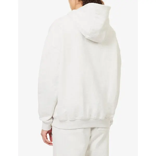 ADANOLA Oversized Embroidered Cotton Hoodie - Light Grey Melange