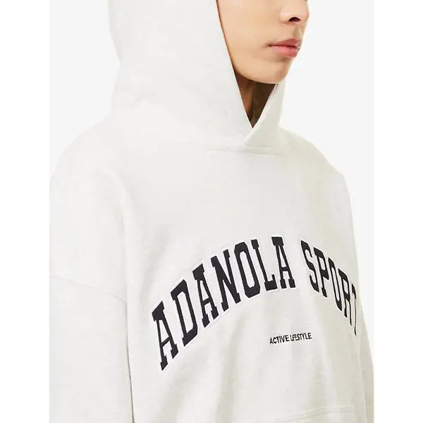 ADANOLA Oversized Embroidered Cotton Hoodie - Light Grey Melange