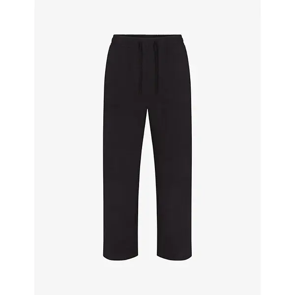 SKIMS Soft-knit Lounge Straight-leg Relaxed-fit Cotton-blend Jogging Bottoms - Obsidian