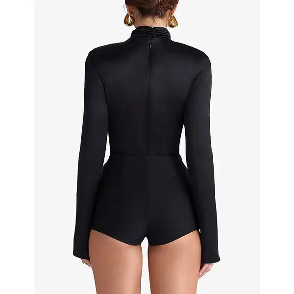 House Of Cb Neneh High-neck Satin Bodysuit