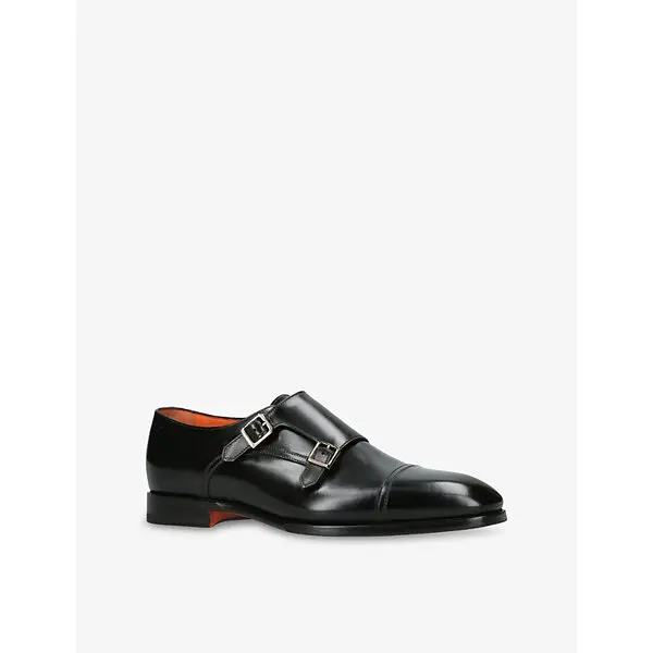 Santoni Adrian Leather Monk Shoes