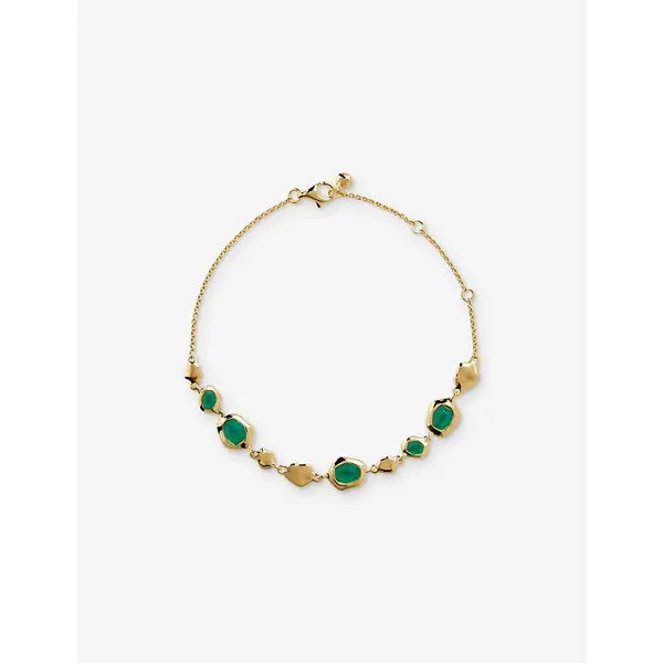 Monica Vinader Odyssey Pebbled Onyx And 18ct Yellow Gold Vermeil Chain Bracelet - Green