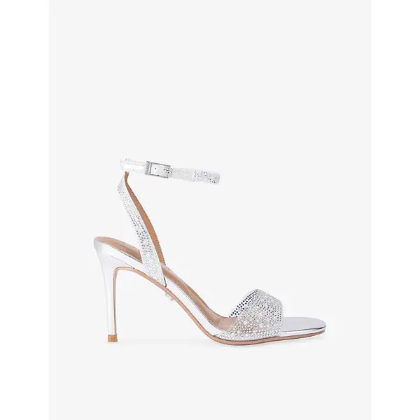 Carvela Positano Embellished Vinyl Heeled Sandals - Silver