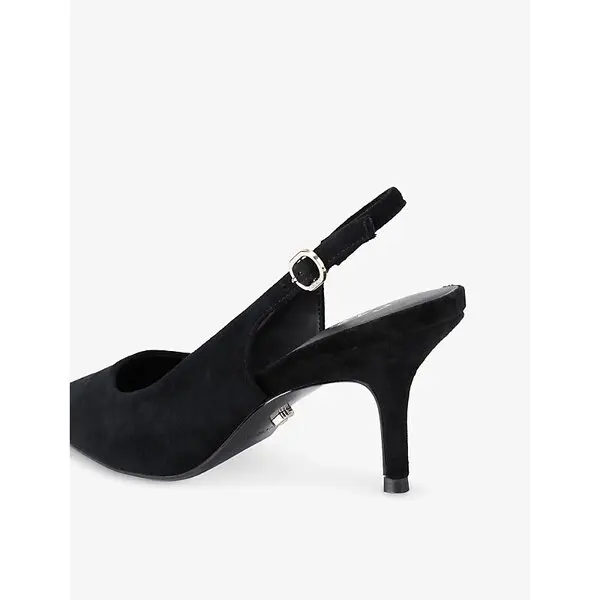 Carvela Suede Slingback Courts With Silver-tone Hardware And Buckle Fastening - Black