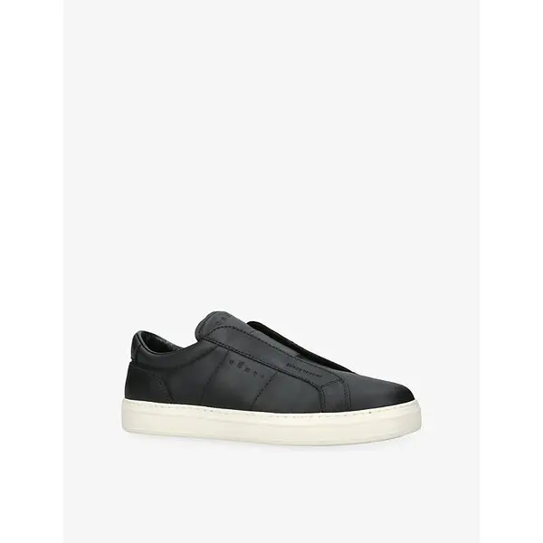 Hogan Black Leather Slip-on Trainers - Navy