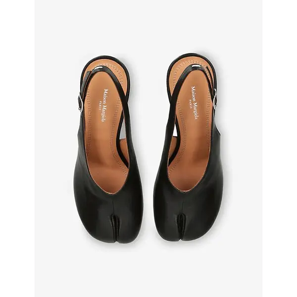 MAISON MARGIELA Tabi Leather Slingback Wedge Heel Shoes - Black