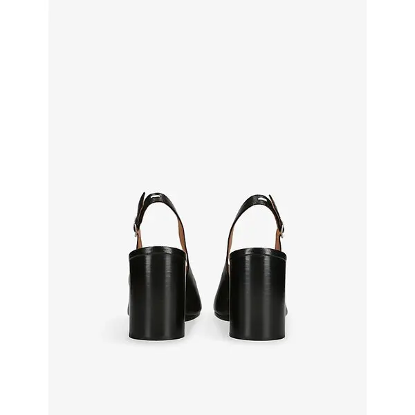 MAISON MARGIELA Tabi Leather Slingback Wedge Heel Shoes - Black