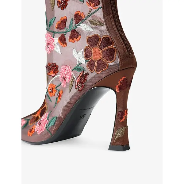 Kurt Geiger Transform Embroidered Woven Heeled Ankle Boots