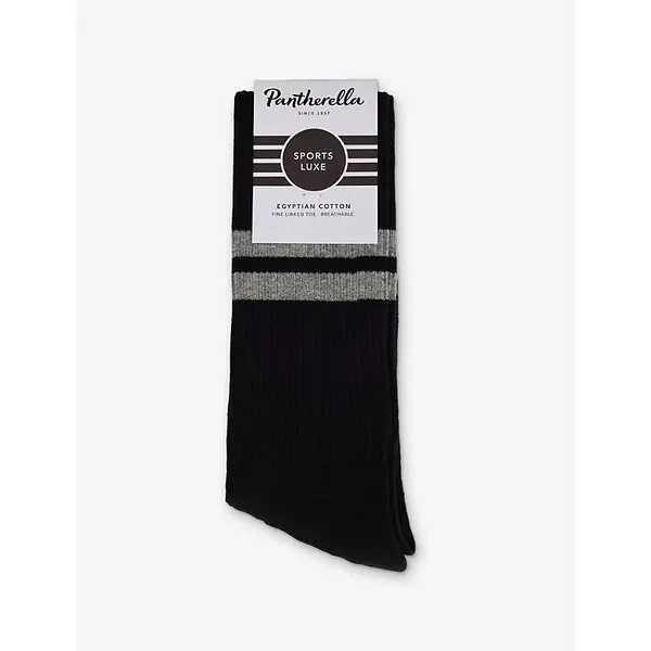 Pantherella Spirit Socks Sports-lux Cotton-blend Crew Socks - Black