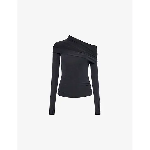 PEACHY DEN Kylie Cold-shoulder Stretch-woven Top