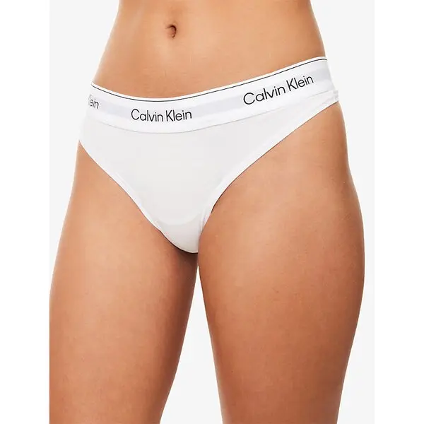 Calvin Klein Icon Branded Cotton And Modal-blend Thong