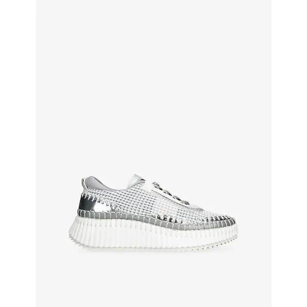 Chloé Woven Trainers With Contrast Stitching - Silver Com