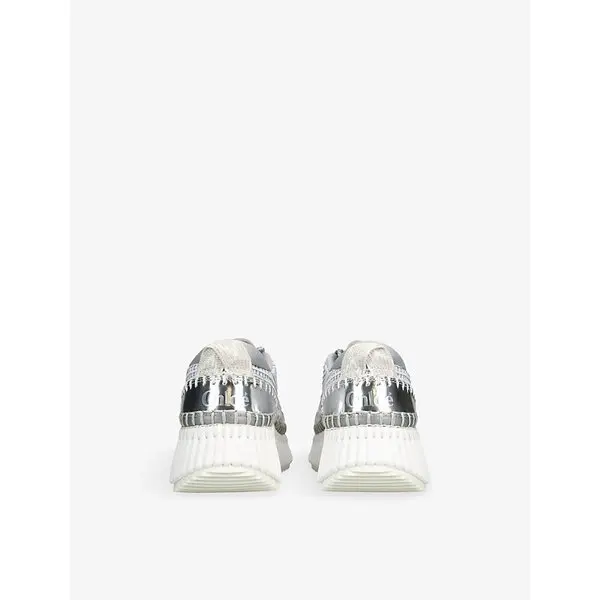Chloé Woven Trainers With Contrast Stitching - Silver Com