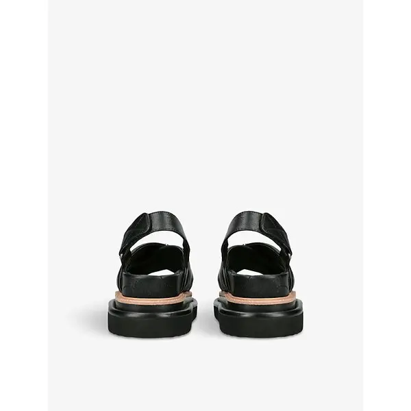 Kurt Geiger Orson Leather Flat Sandals - Black