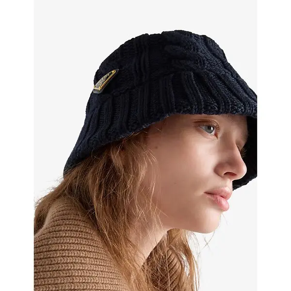 Prada Wool Cable-knit Bucket Hat - Blue