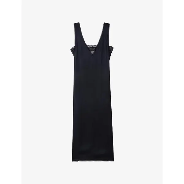 Zadig&Voltaire Renzo V-neck Lace Trim Midi Dress - Black