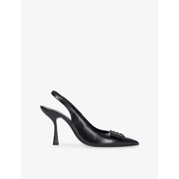 The Kooples Bow-embellished Slingback Leather Heels - Black