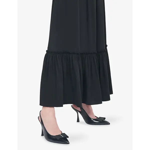 The Kooples Bow-embellished Slingback Leather Heels
